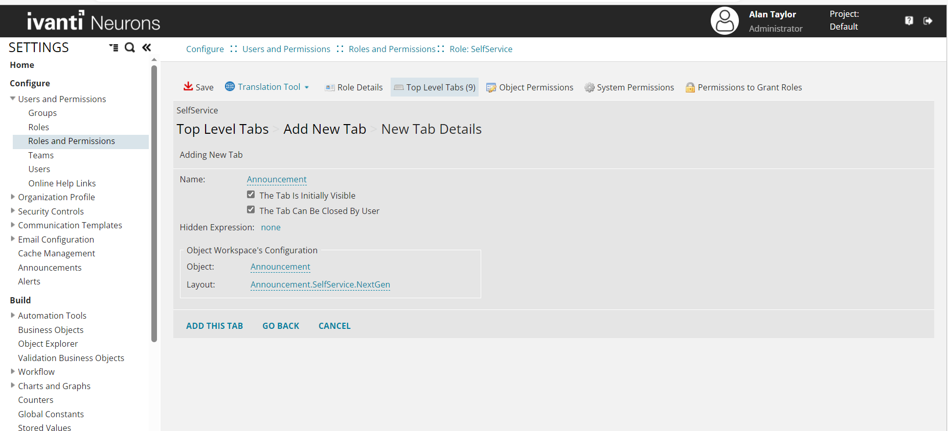 Configuring the Announcements Layout